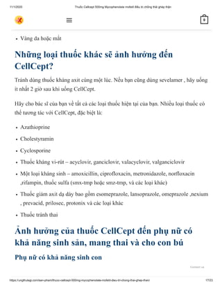 Thuoc cellcept 500mg mycophenolate mofetil dieu tri chong thai ghep ...