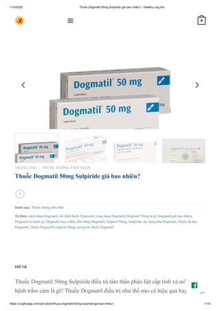 Thuoc dogmatil 50mg sulpiride gia bao nhieu | PDF