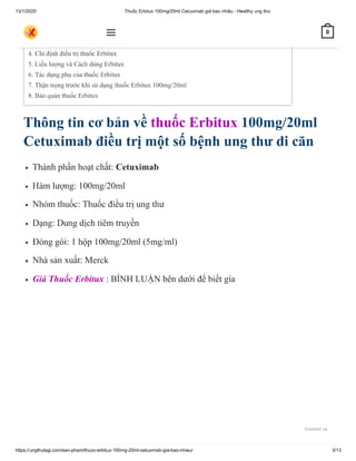 Thuoc erbitux 100mg 20ml cetuximab gia bao nhieu healthy ung thu | PDF