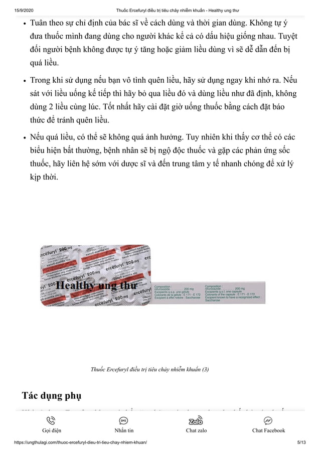 Thuoc ercefuryl dieu tri tieu chay nhiem khuan | PDF