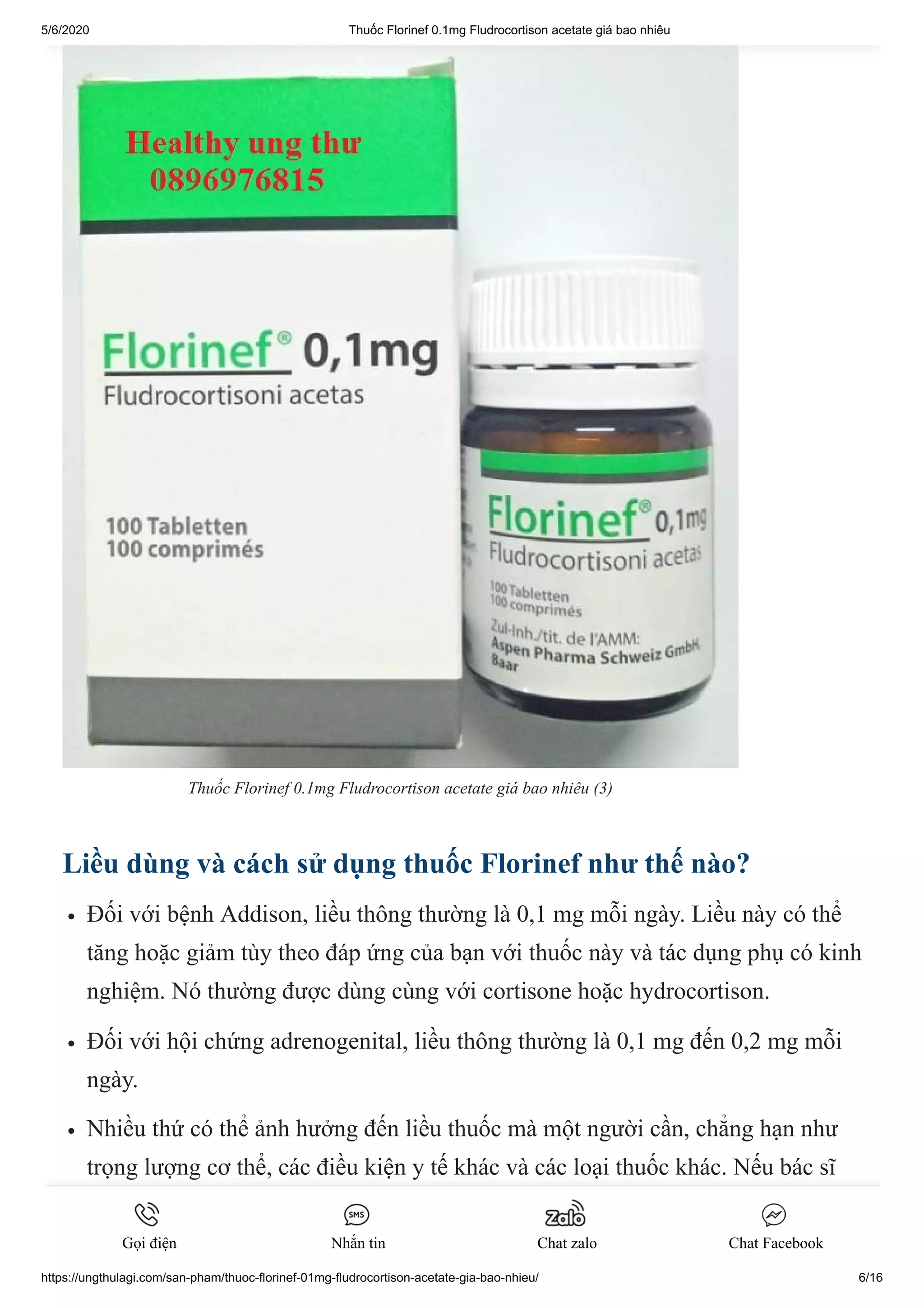 Thuoc florinef 0 1mg fludrocortison acetate gia bao nhieu | PDF