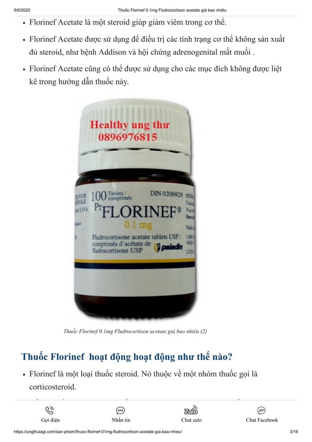 Thuoc florinef 0 1mg fludrocortison acetate gia bao nhieu | PDF