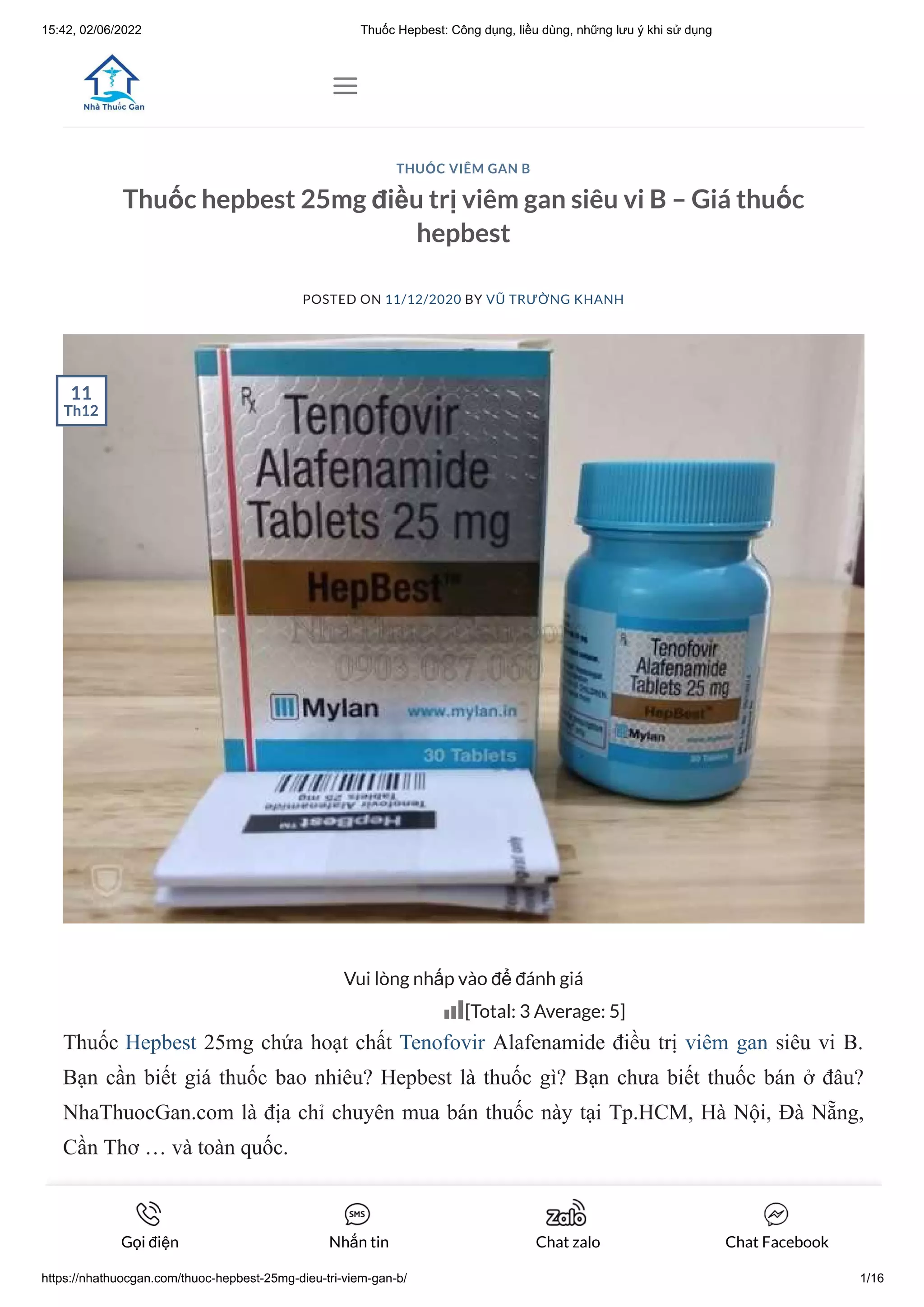 Thuoc Hepbest 25mg dieu tri viem gan sieu vi B.pdf