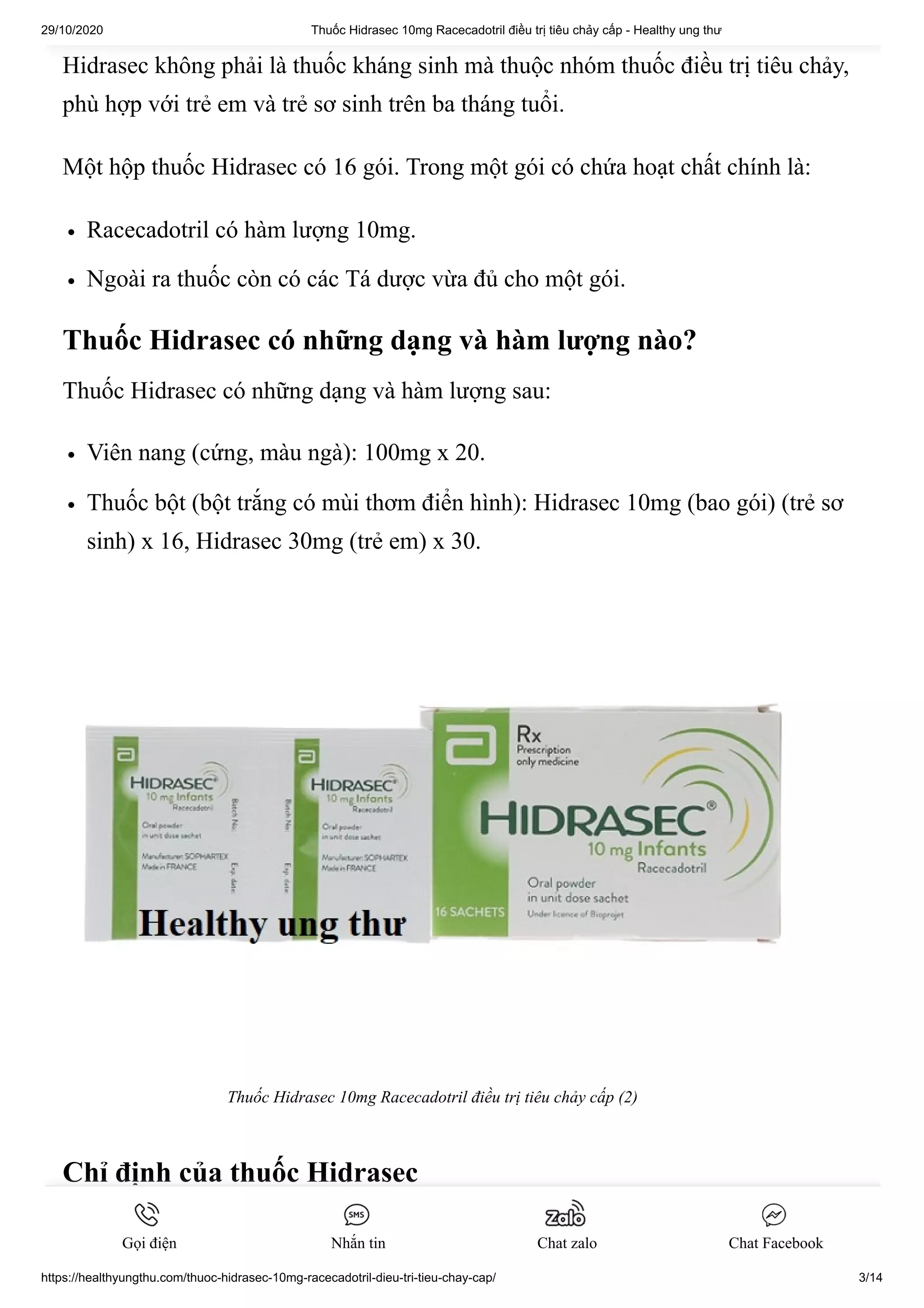 Thuoc hidrasec 10mg racecadotril dieu tri tieu chay cap | PDF