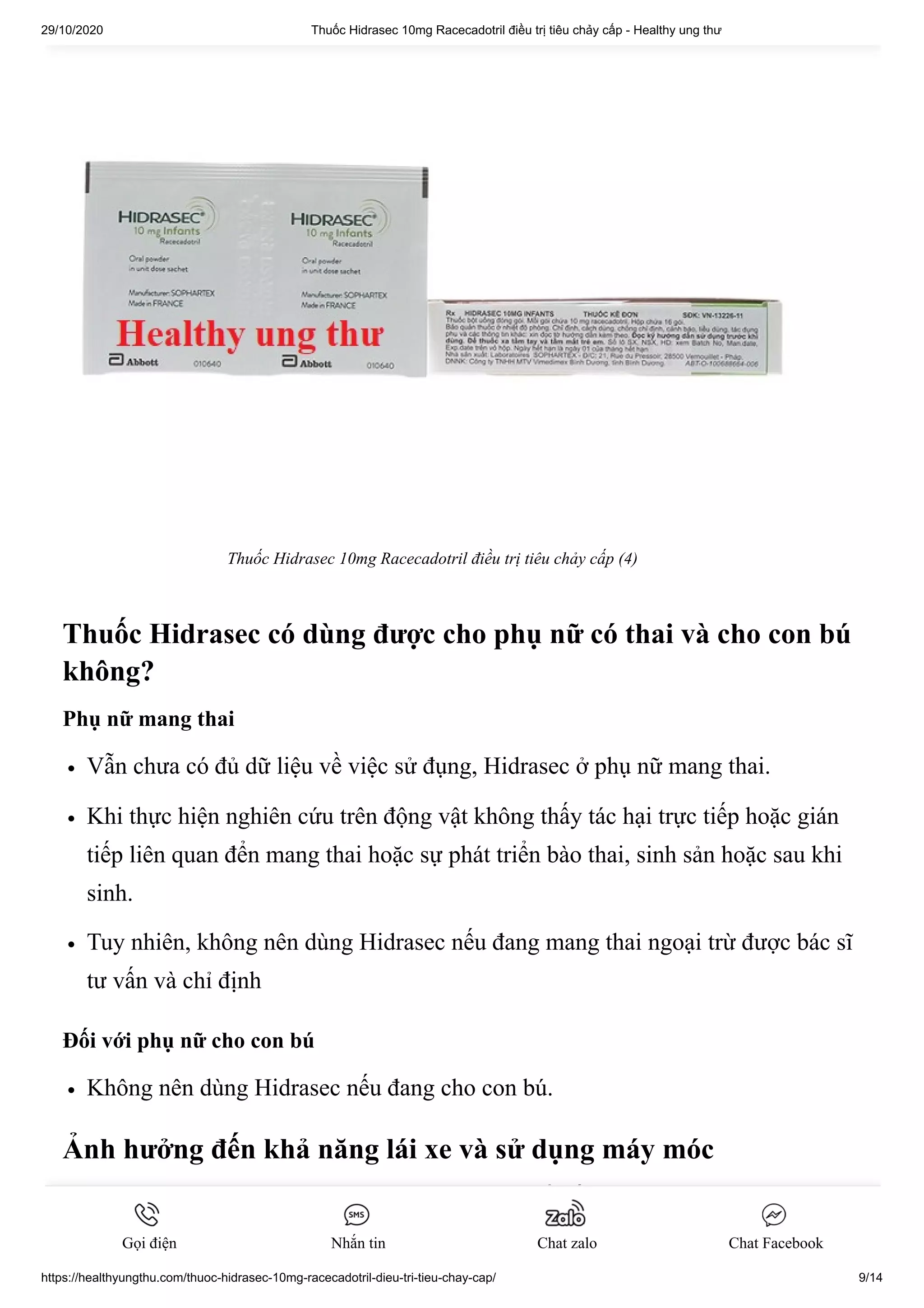 Thuoc hidrasec 10mg racecadotril dieu tri tieu chay cap | PDF