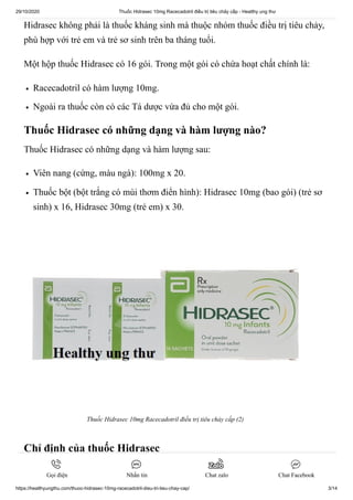 Thuoc hidrasec 10mg racecadotril dieu tri tieu chay cap | PDF