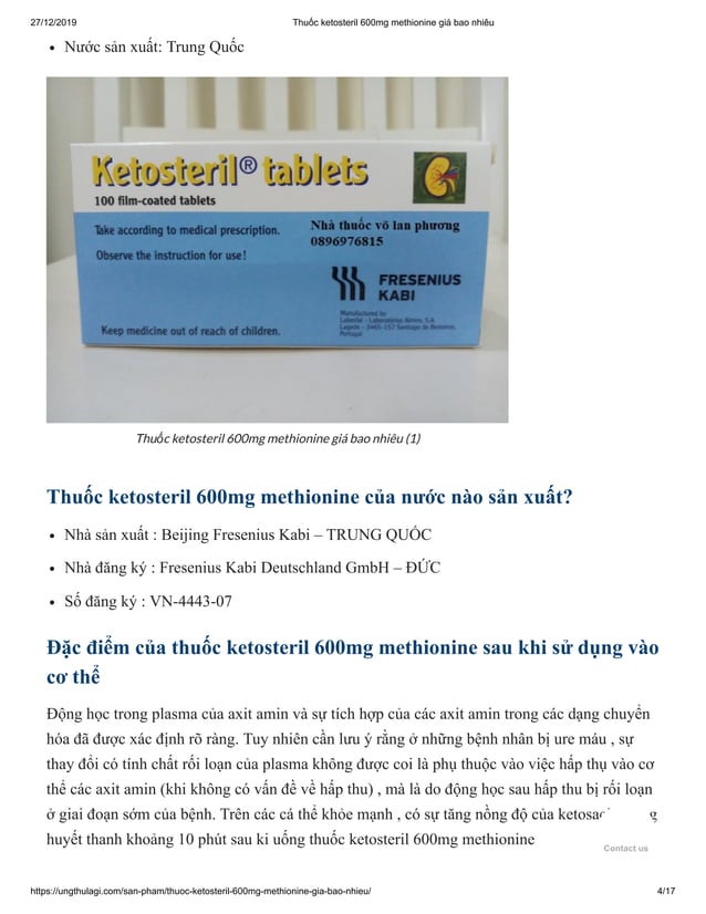 Thuoc ketosteril 600mg ketosteril ketosteril gia bao nhieu healthy ung ...