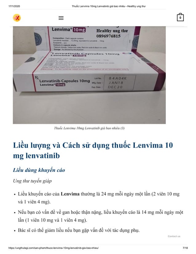 Thuoc lenvima 10mg lenvatinib gia bao nhieu healthy ung thu | PDF