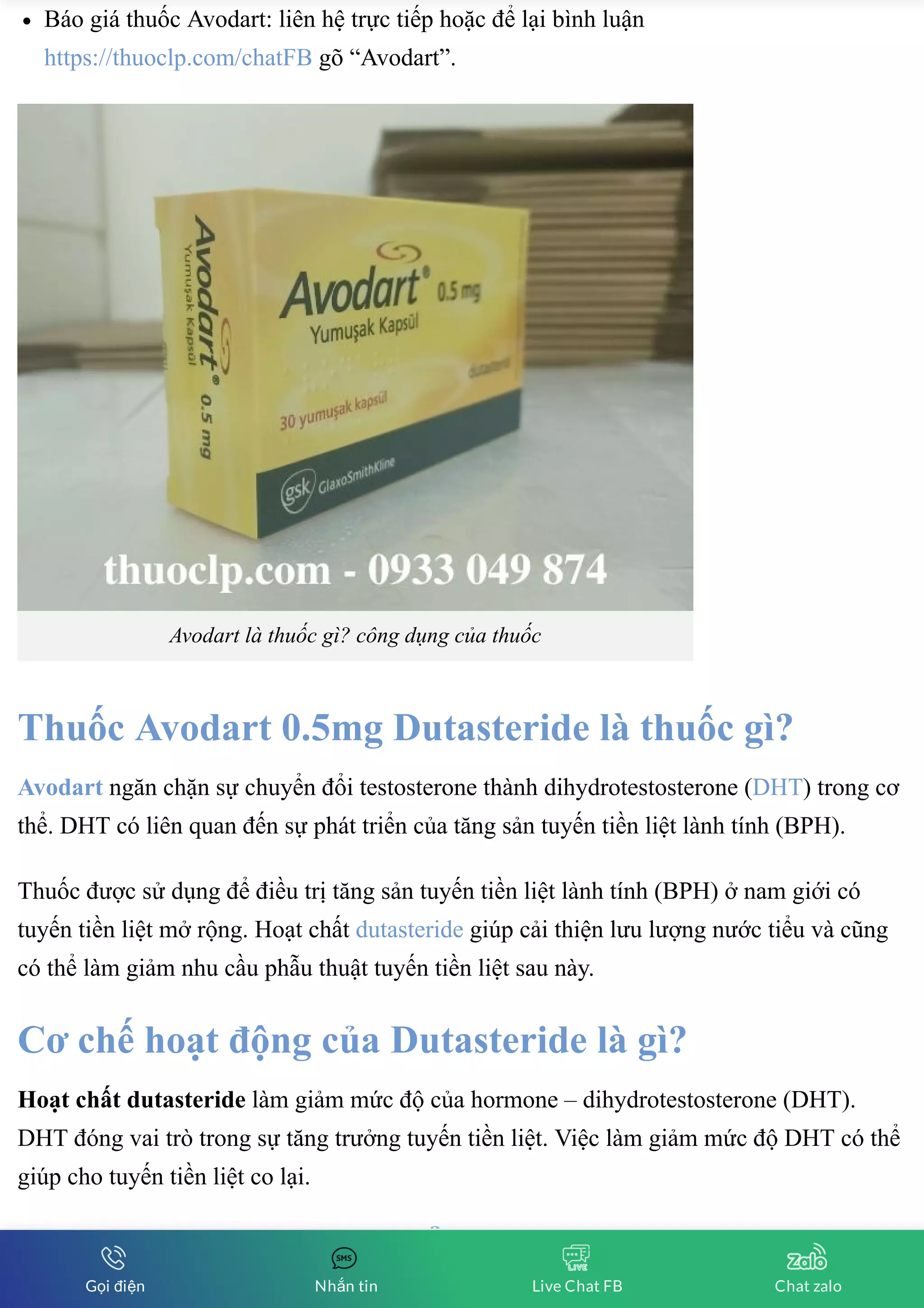 Thuoc Avodart Dieu tri va phong ngua phi dai tuyen tien liet | ThuocLP ...