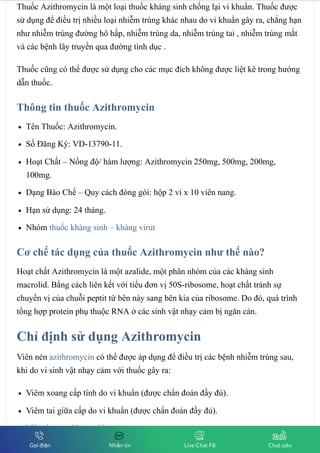 thuoc khang sinh azithromycin zithromax tac dung | ThuocLp Vietnamese | PDF