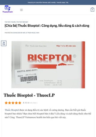 Thuốc Biseptol: Thành phần, Giá thành & Một số lưu ý khi dùng| ThuocLP | PDF