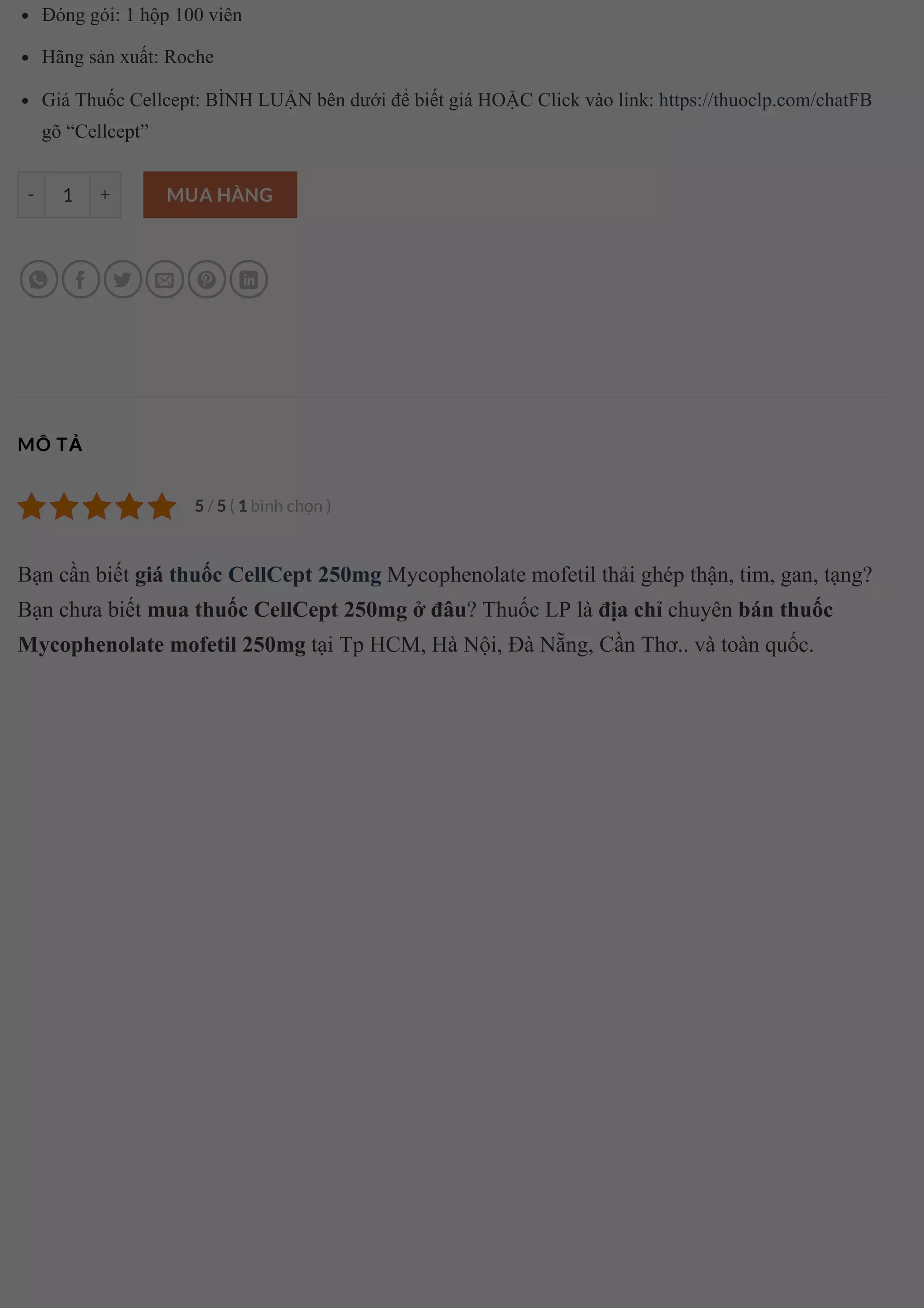 Thuoc CellCept 250mg Mycophenolate mofetil | ThuocLP | PDF