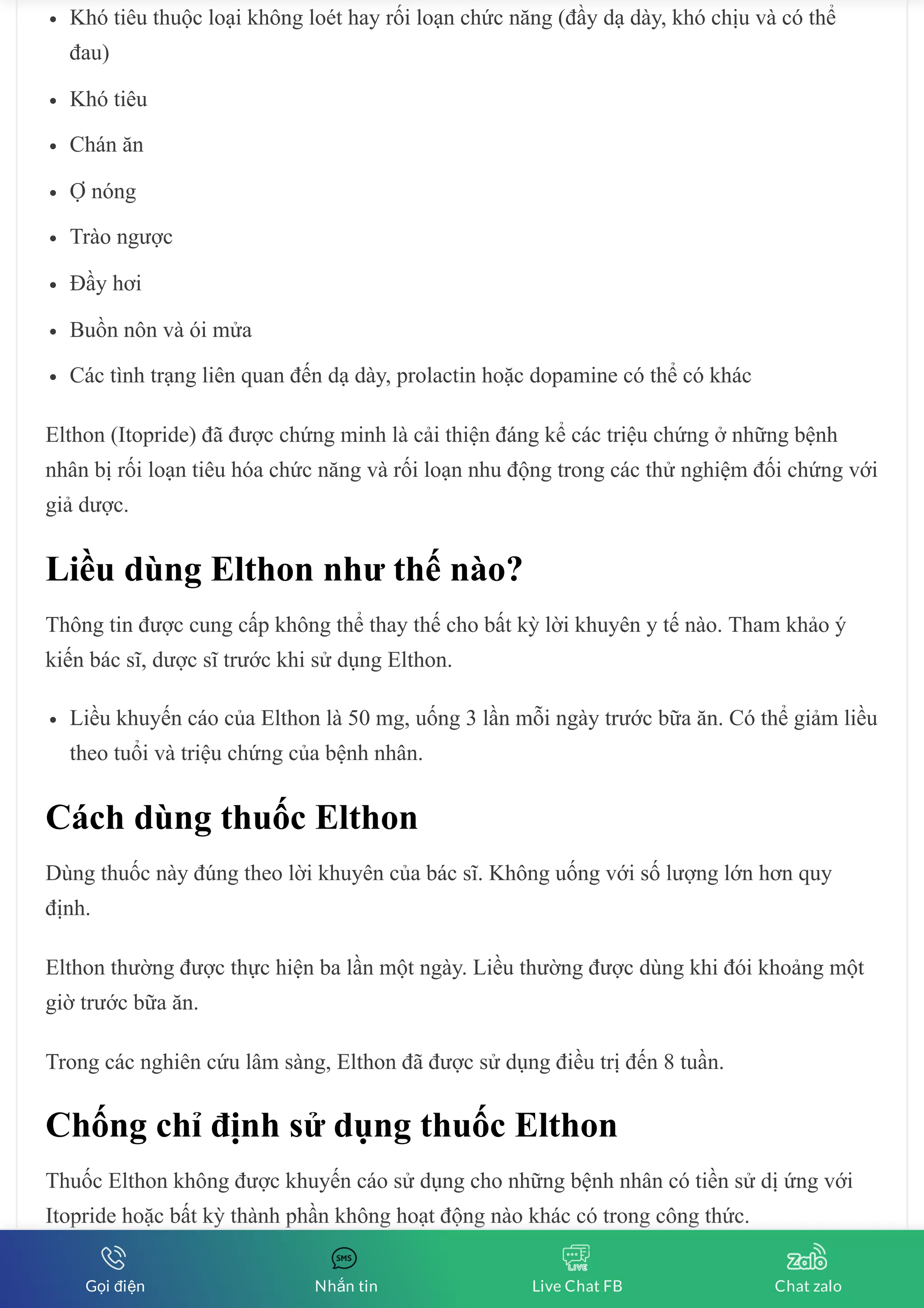 Thuoc Elthon tablets 50mg Cong dung lieu dung | ThuocLP | PDF