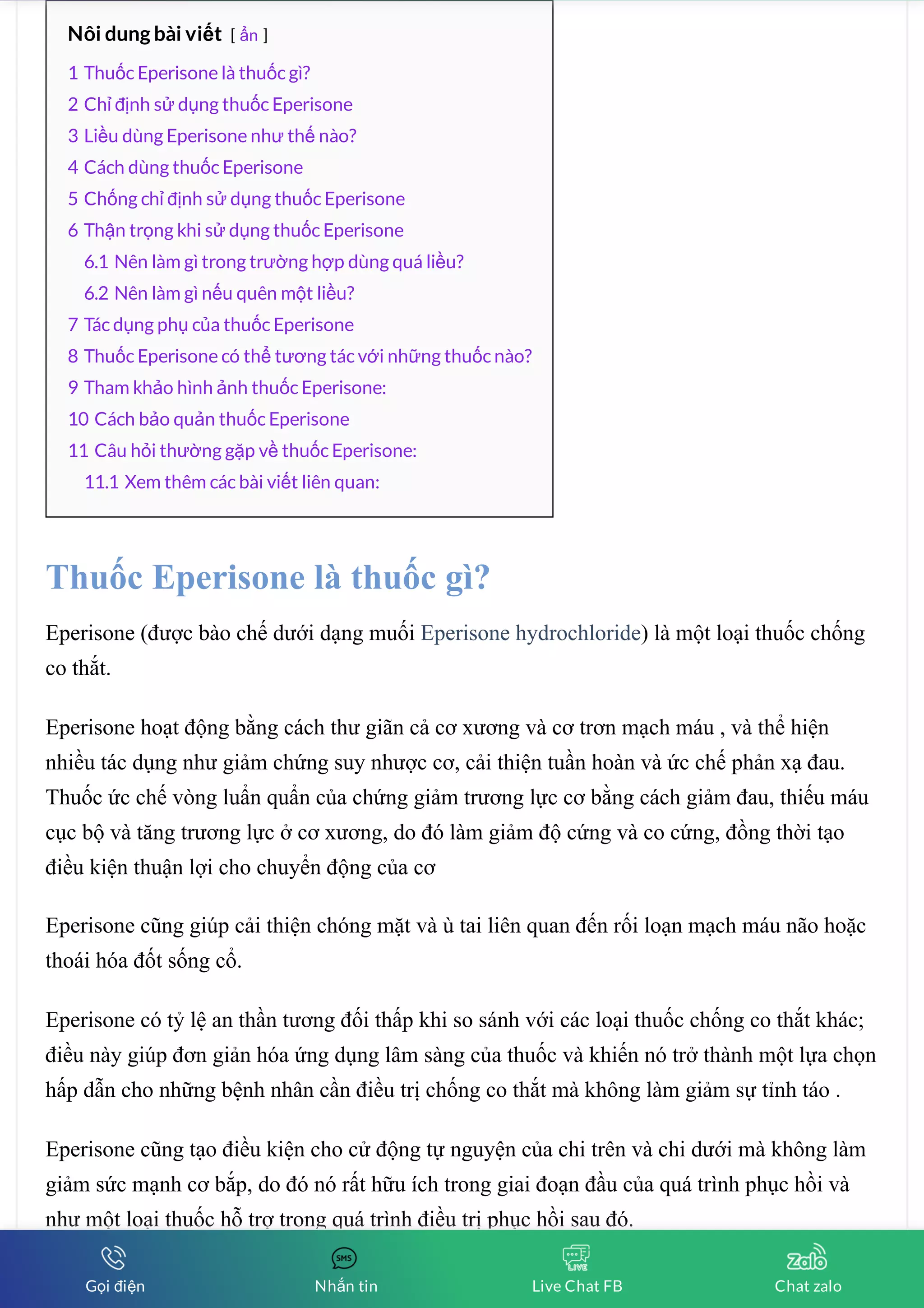 Thuoc Eperisone Cong dung lieu dung cach dung| ThuocLP | PDF