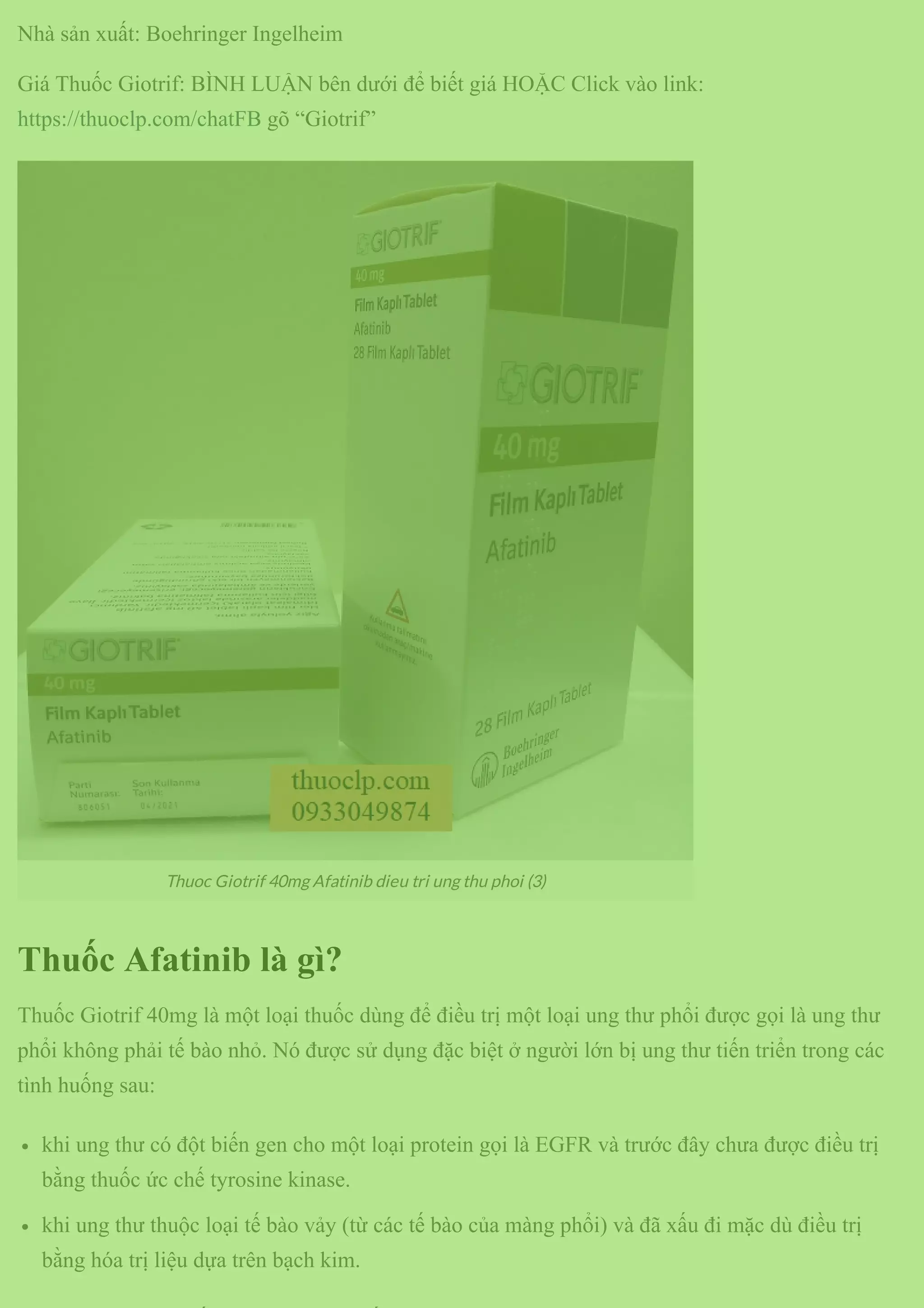 Lieu dung Thong tin thuoc cua Giotrif | ThuocLP | PDF