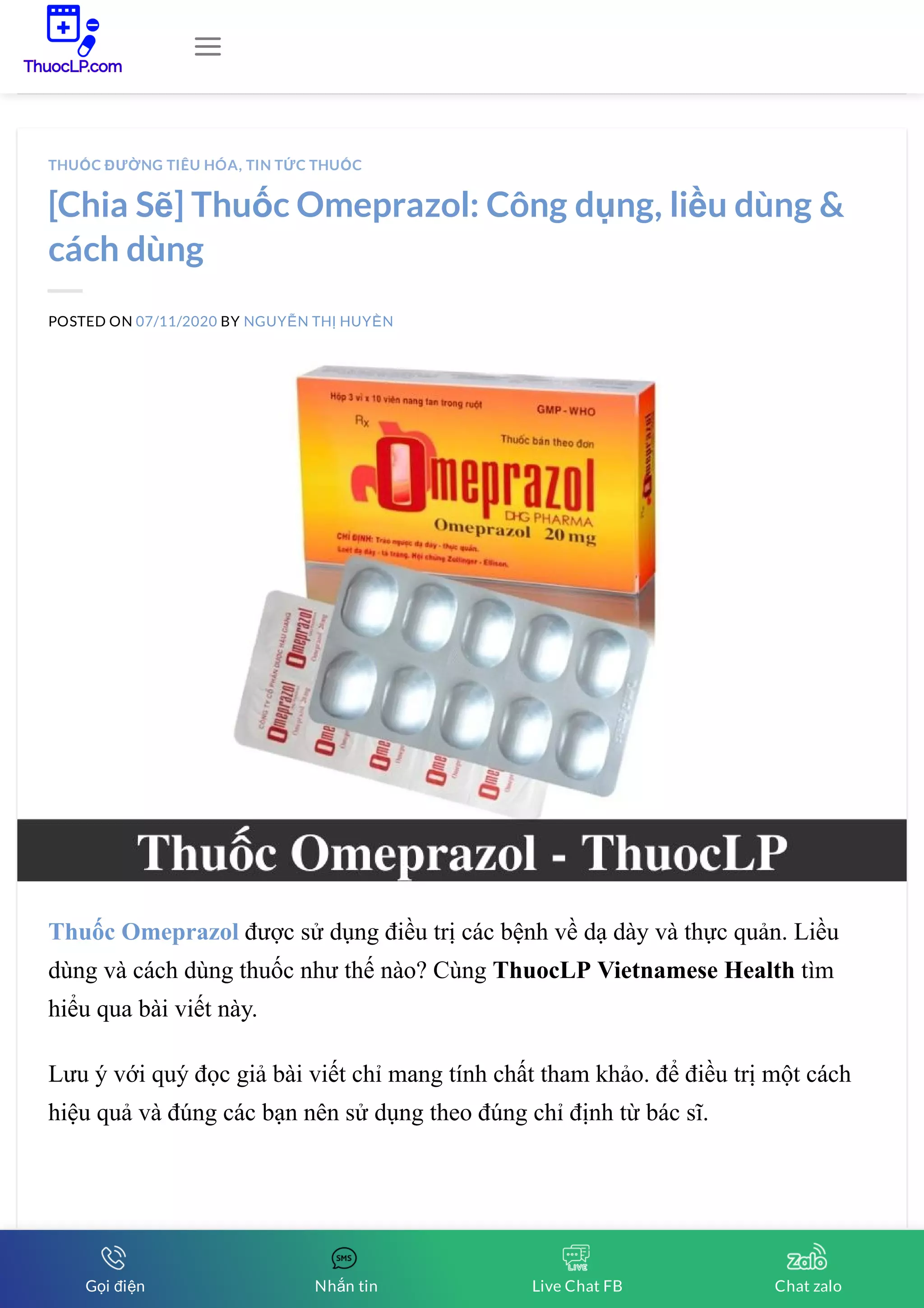 thuoc omeprazol thuoc dieu tri loet da day ta trang | ThuocLP ...