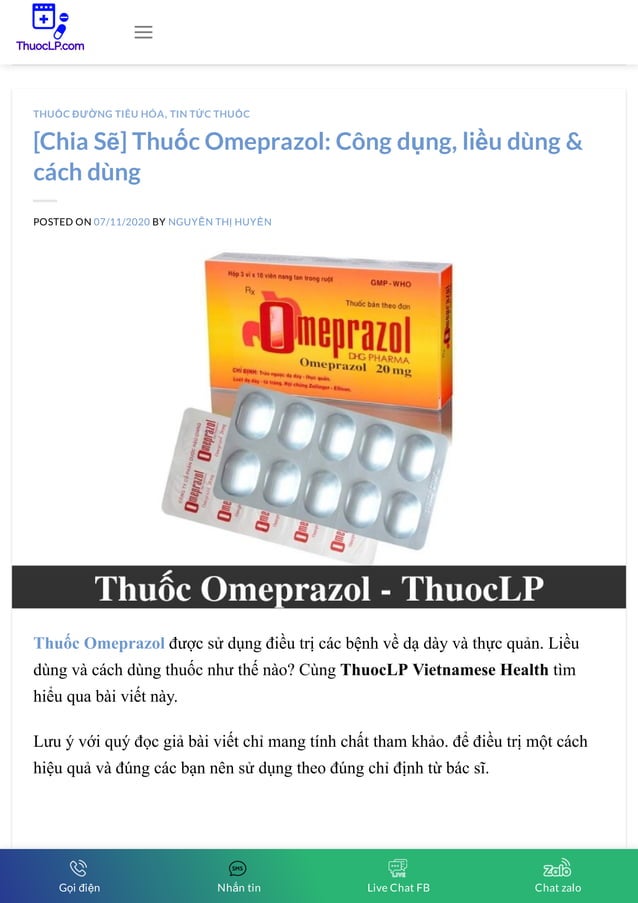 thuoc omeprazol thuoc dieu tri loet da day ta trang | ThuocLP ...