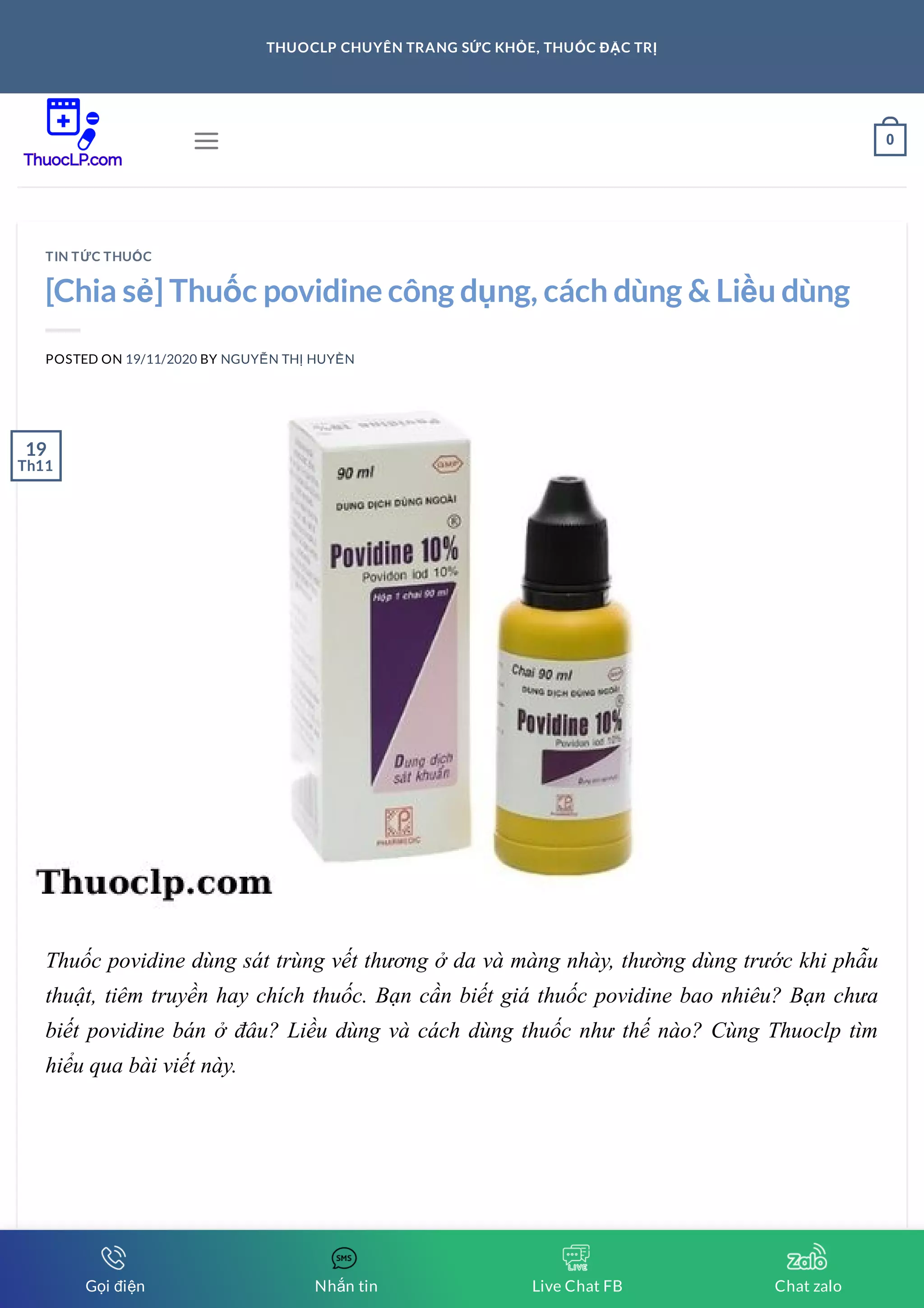 Povidine povidon iod Cong dung cach dung va luu y| ThuocLP | PDF