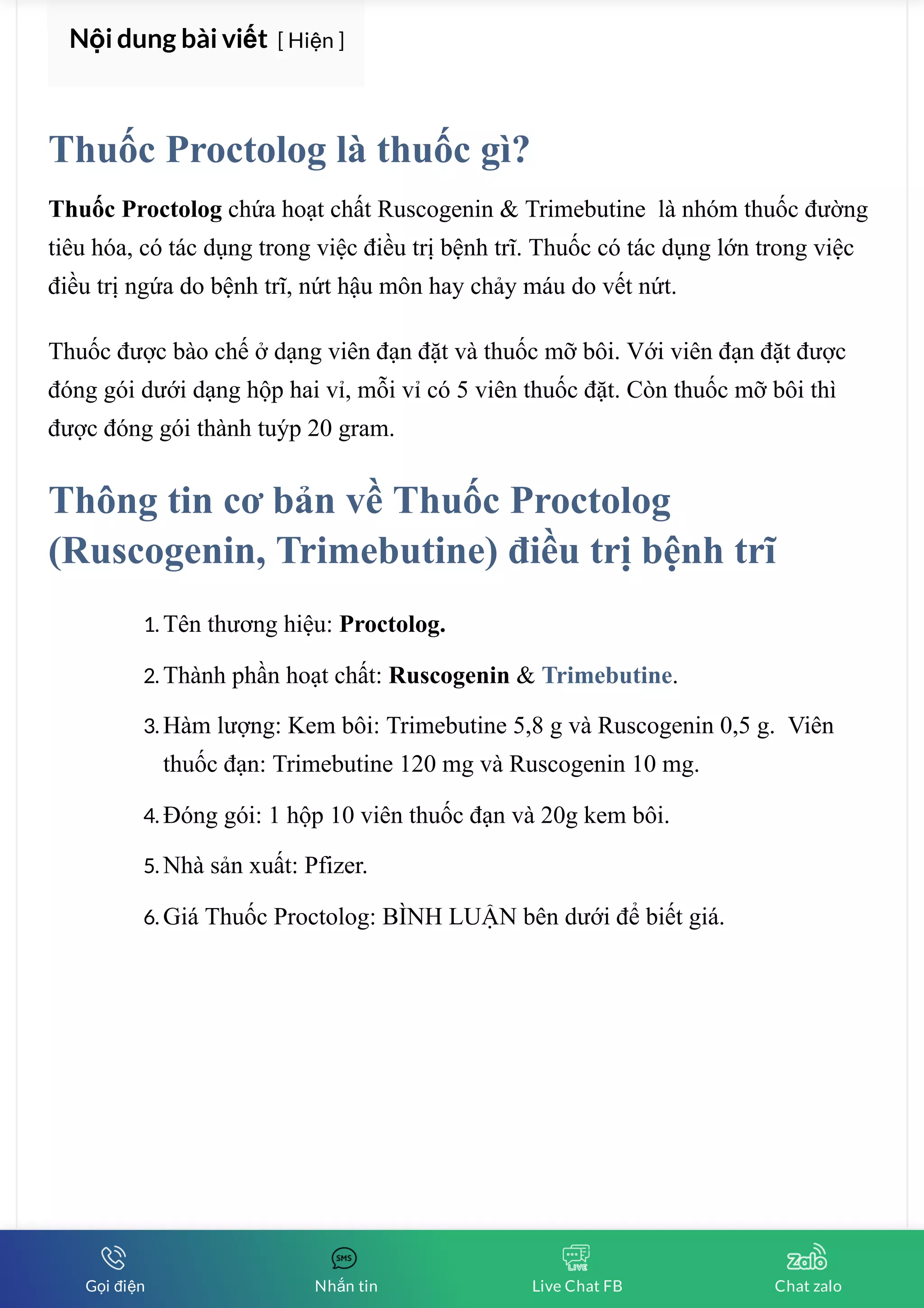 thuoc tri proctolog gia bao nhieu cach su dung loai boi | ThuocLP Vietnamese | PDF