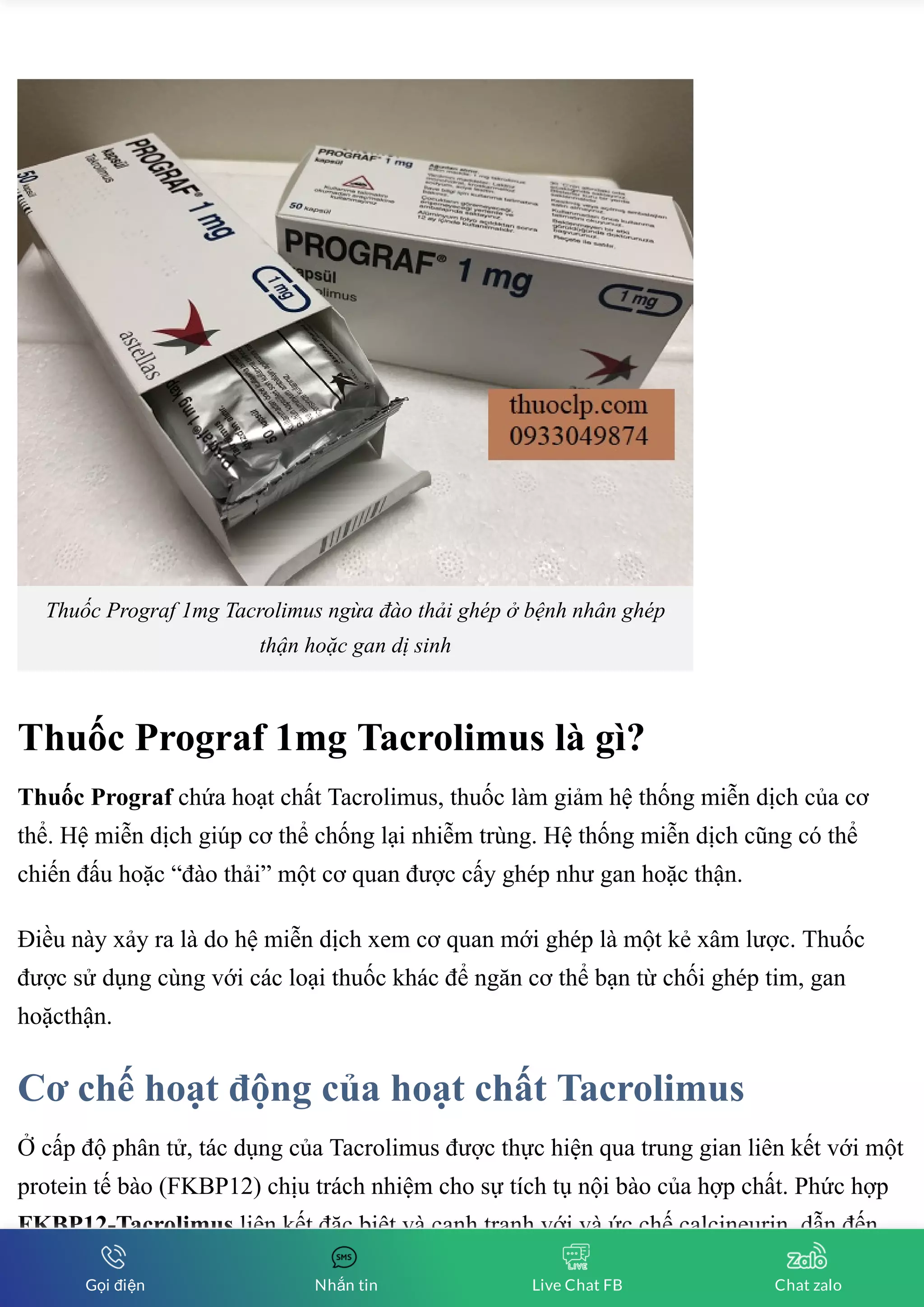 thuoc prograf cong dung chi dinh va luu y khi dung | ThuocLP Vietnamese ...