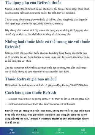 Thuoc Refresh Tear 0 5 15ml Cach dung lieu dung | ThuocLP Vietnamese | PDF