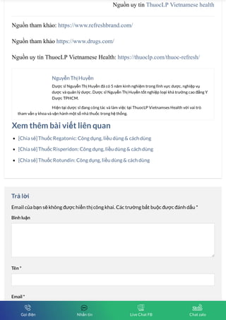 Thuoc Refresh Tear 0 5 15ml Cach dung lieu dung | ThuocLP Vietnamese | PDF