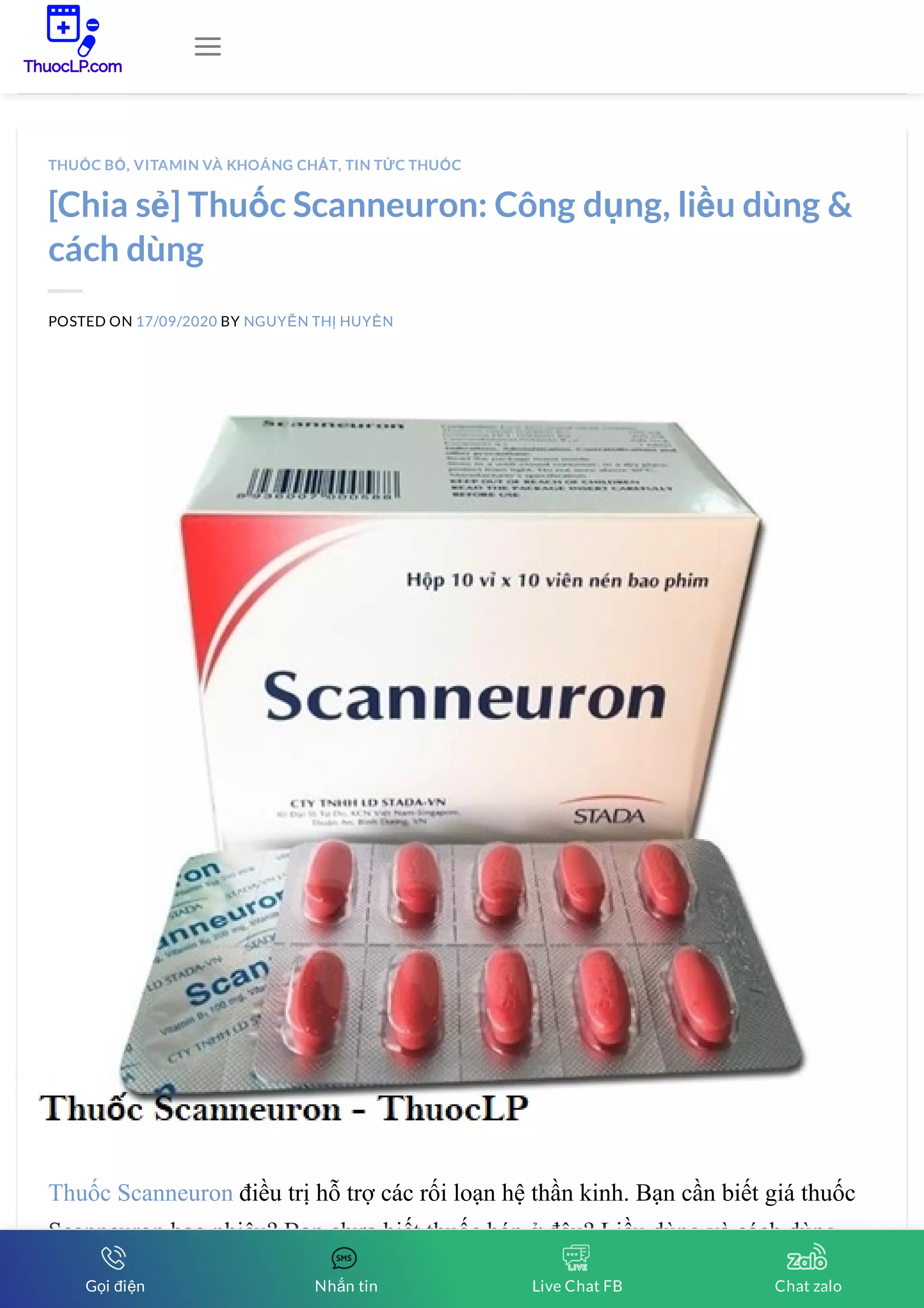 thuoc tri dau day than kinh scanneuron | ThuocLP Vietnamese | PDF