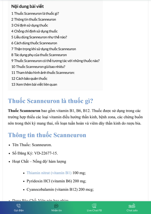 thuoc tri dau day than kinh scanneuron | ThuocLP Vietnamese | PDF
