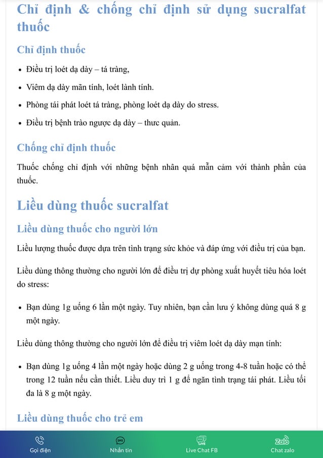 thuoc da day sucralfate 1g tac dung phu | ThuocLP Vietnamese | PDF
