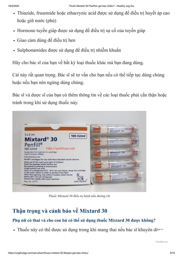 Thuoc mixtard 30 flex pen gia bao nhieu | PDF