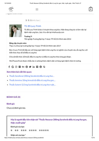 Thuoc nexavar 200mg sorafenib dieu tri ung thu gan than tuyen bs lucy trinh | PDF