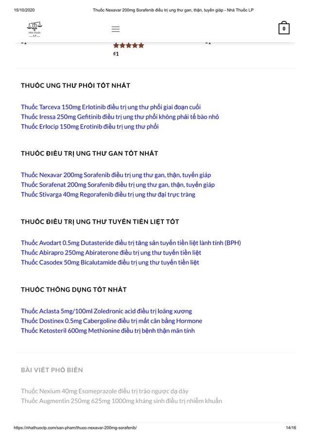 Thuoc nexavar 200mg sorafenib dieu tri ung thu gan than tuyen bs lucy trinh | PDF