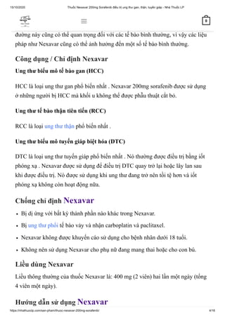 Thuoc nexavar 200mg sorafenib dieu tri ung thu gan than tuyen bs lucy trinh | PDF