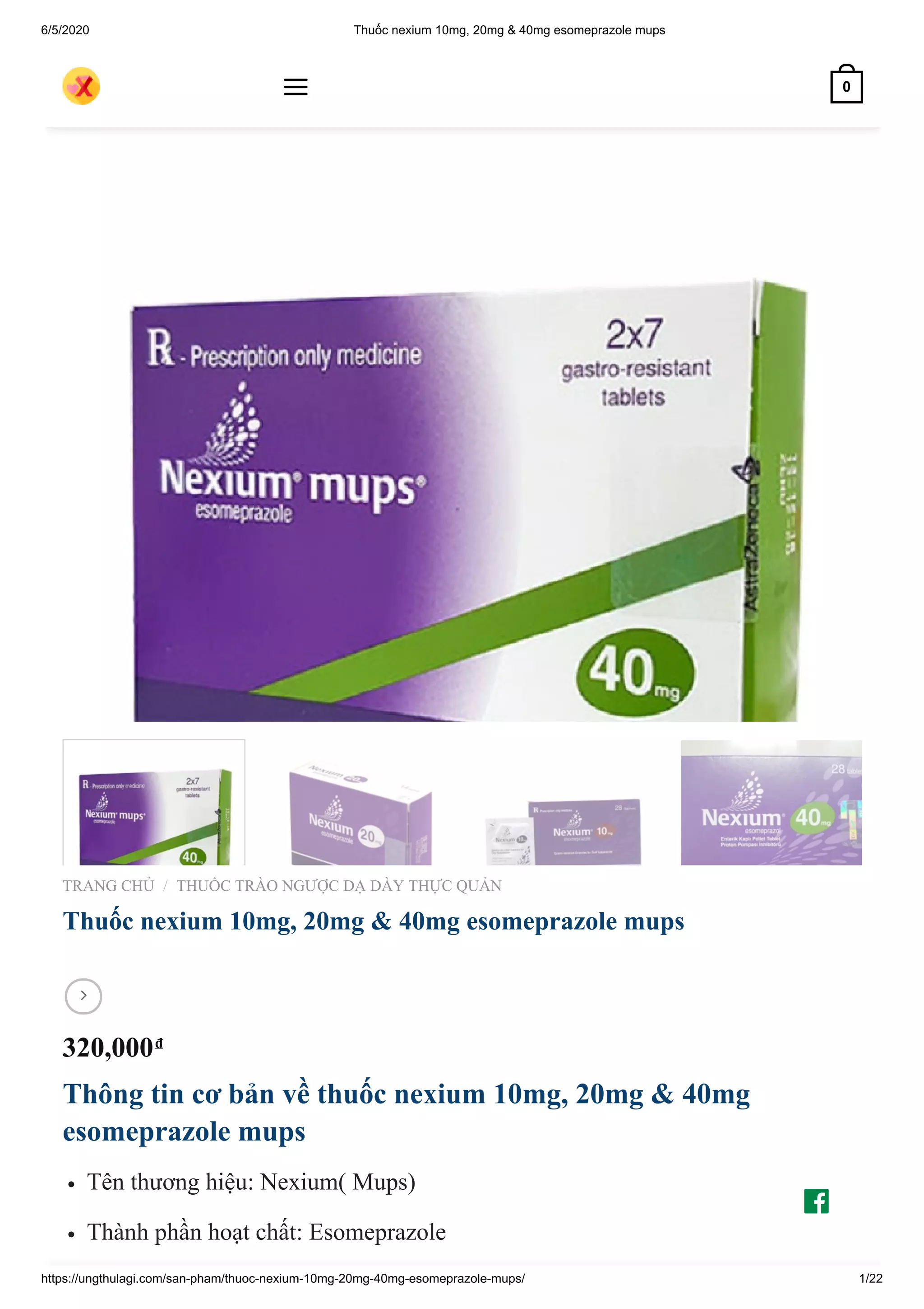 Thuoc nexium 40mg esomeprazole mups healthy ung thu | PDF