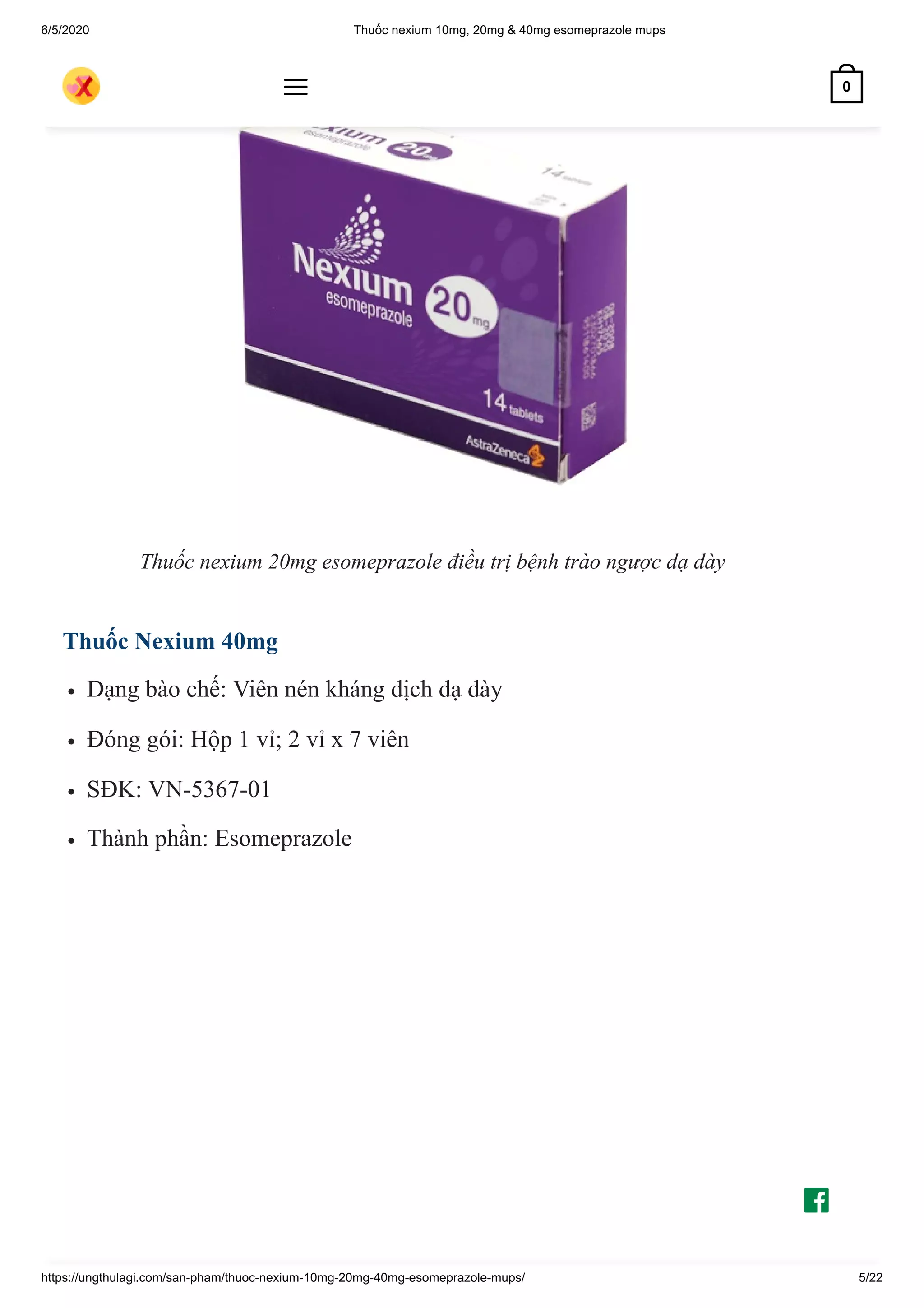Thuoc nexium 40mg esomeprazole mups healthy ung thu | PDF