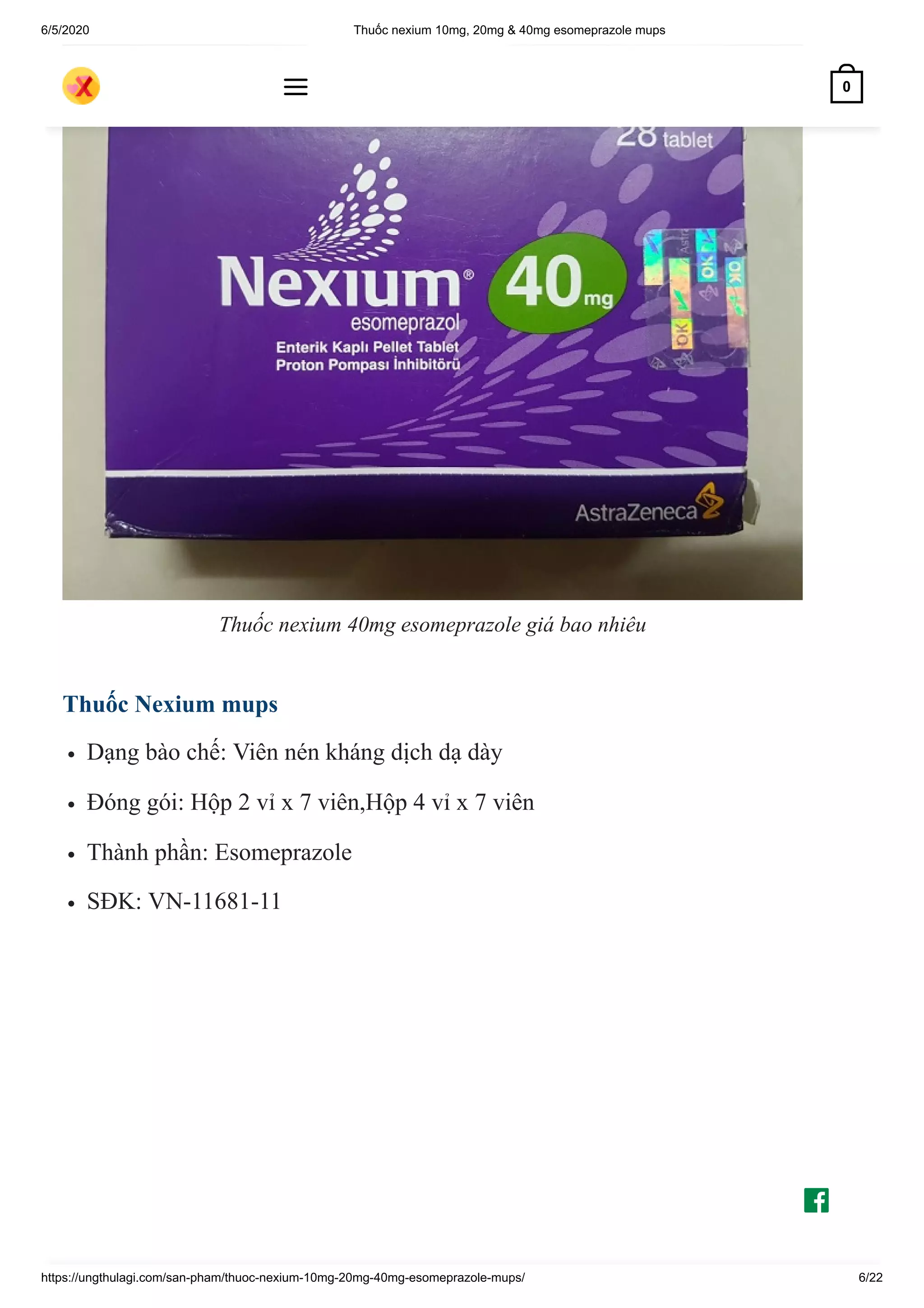 Thuoc nexium 40mg esomeprazole mups healthy ung thu | PDF