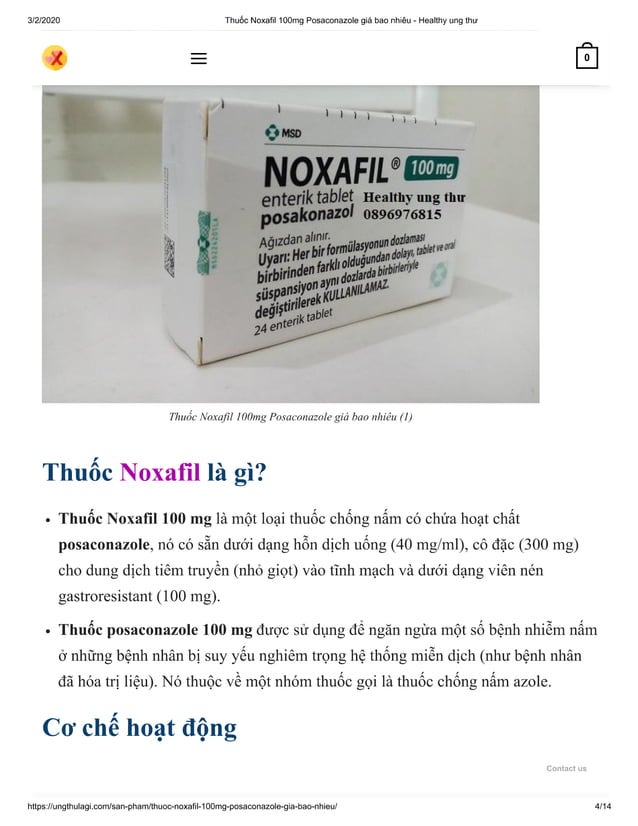 Thuoc noxafil 100mg posaconazole gia bao nhieu healthy ung thu | PDF
