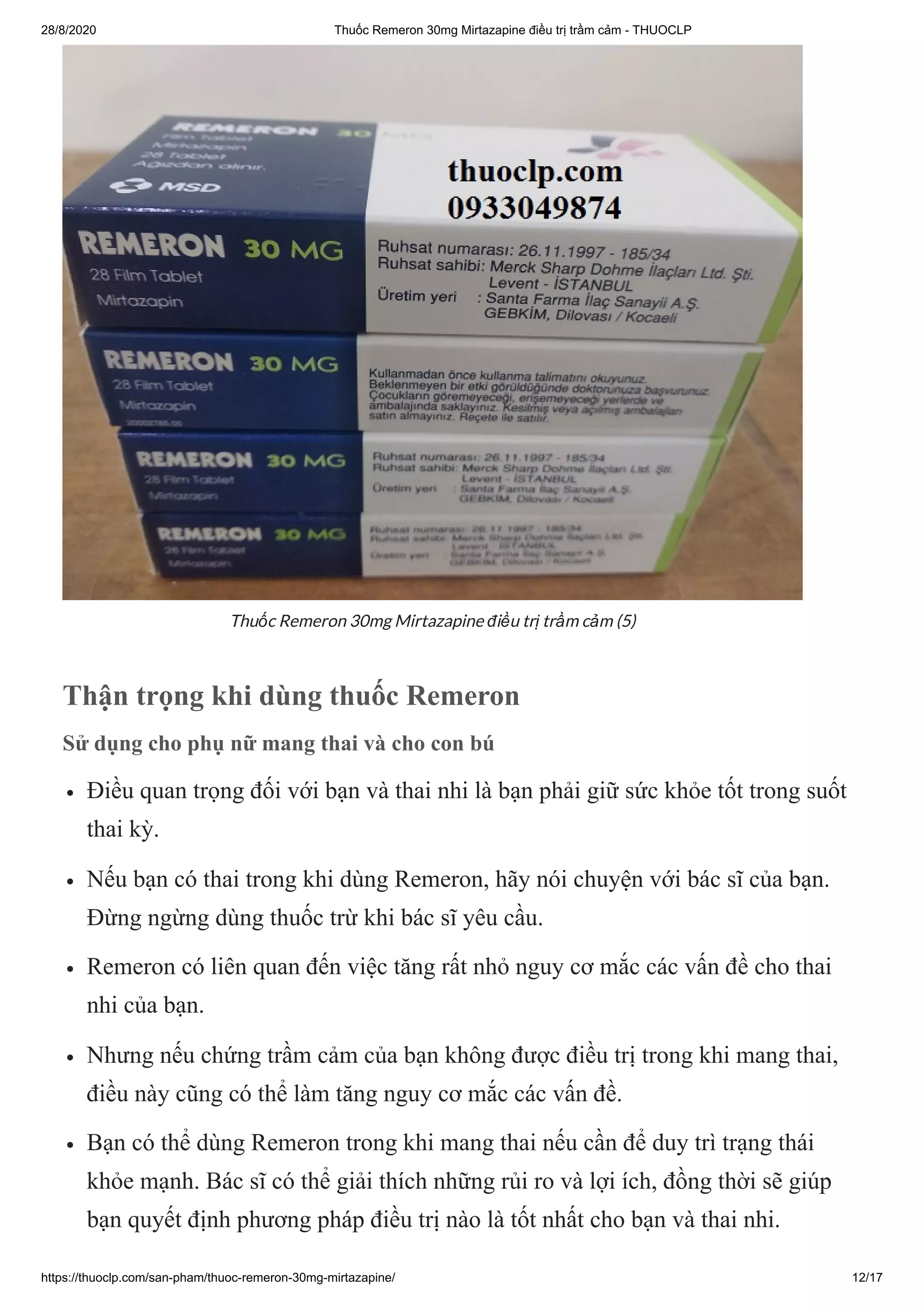 Thuoc remeron 30mg mirtazapine dieu tri tram cam | PDF