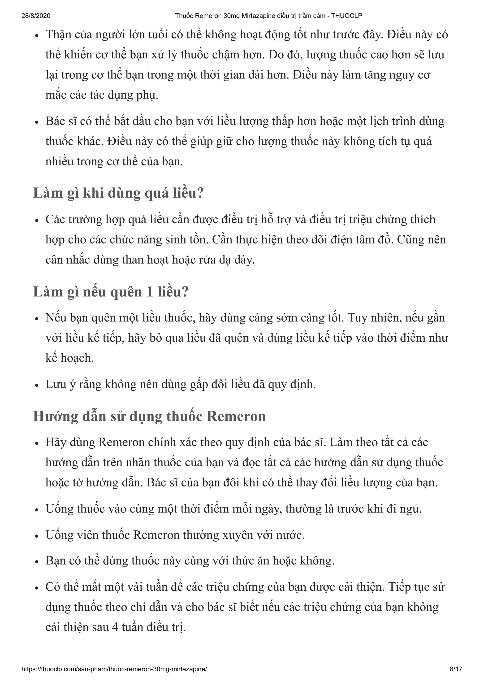 Thuoc remeron 30mg mirtazapine dieu tri tram cam | PDF