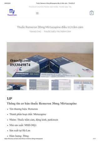 Thuoc remeron 30mg mirtazapine dieu tri tram cam | PDF