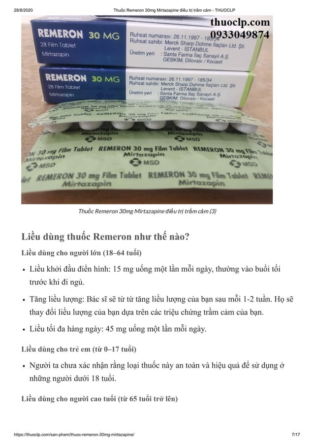 Thuoc remeron 30mg mirtazapine dieu tri tram cam | PDF