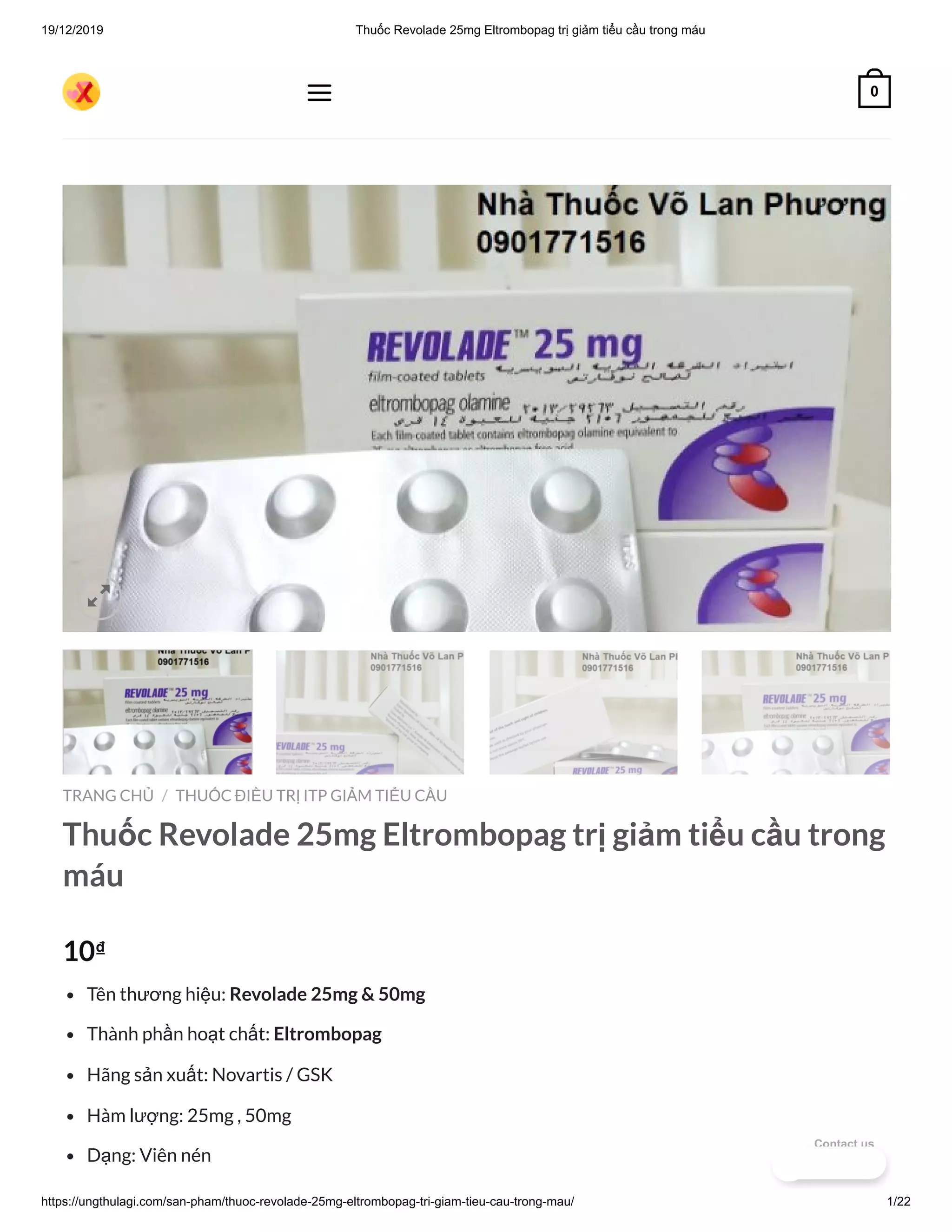 Thuoc revolade 25mg eltrombopag dieu tri giam tieu cau gia bao nhieu ...