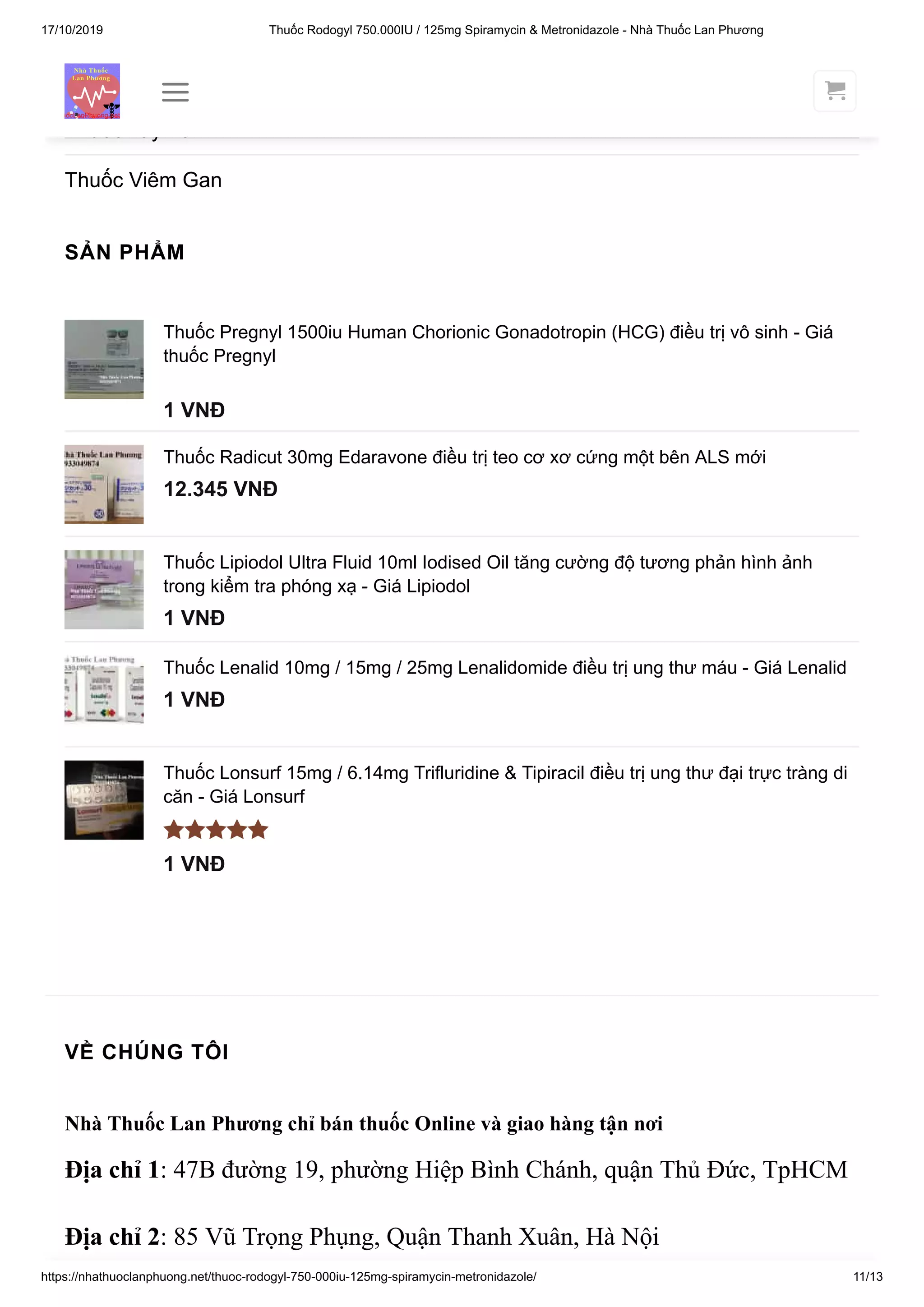 Thuoc rodogyl 750.000 iu/ 125mg spiramycin, metronidazole | PDF