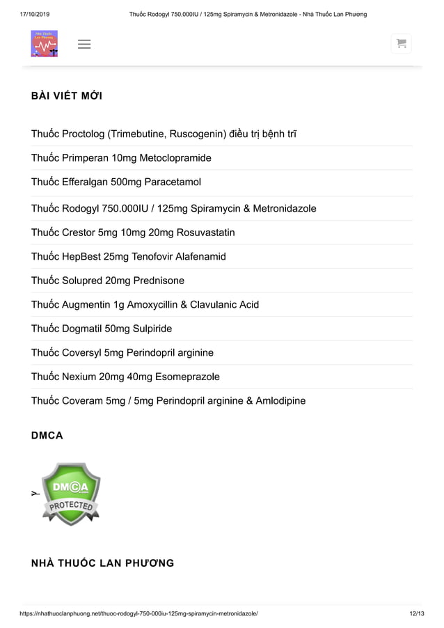 Thuoc rodogyl 750.000 iu/ 125mg spiramycin, metronidazole | PDF