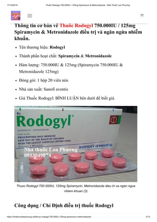 Thuoc rodogyl 750.000 iu/ 125mg spiramycin, metronidazole | PDF