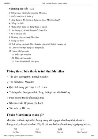 Thuoc tranh thai mercilon | PDF