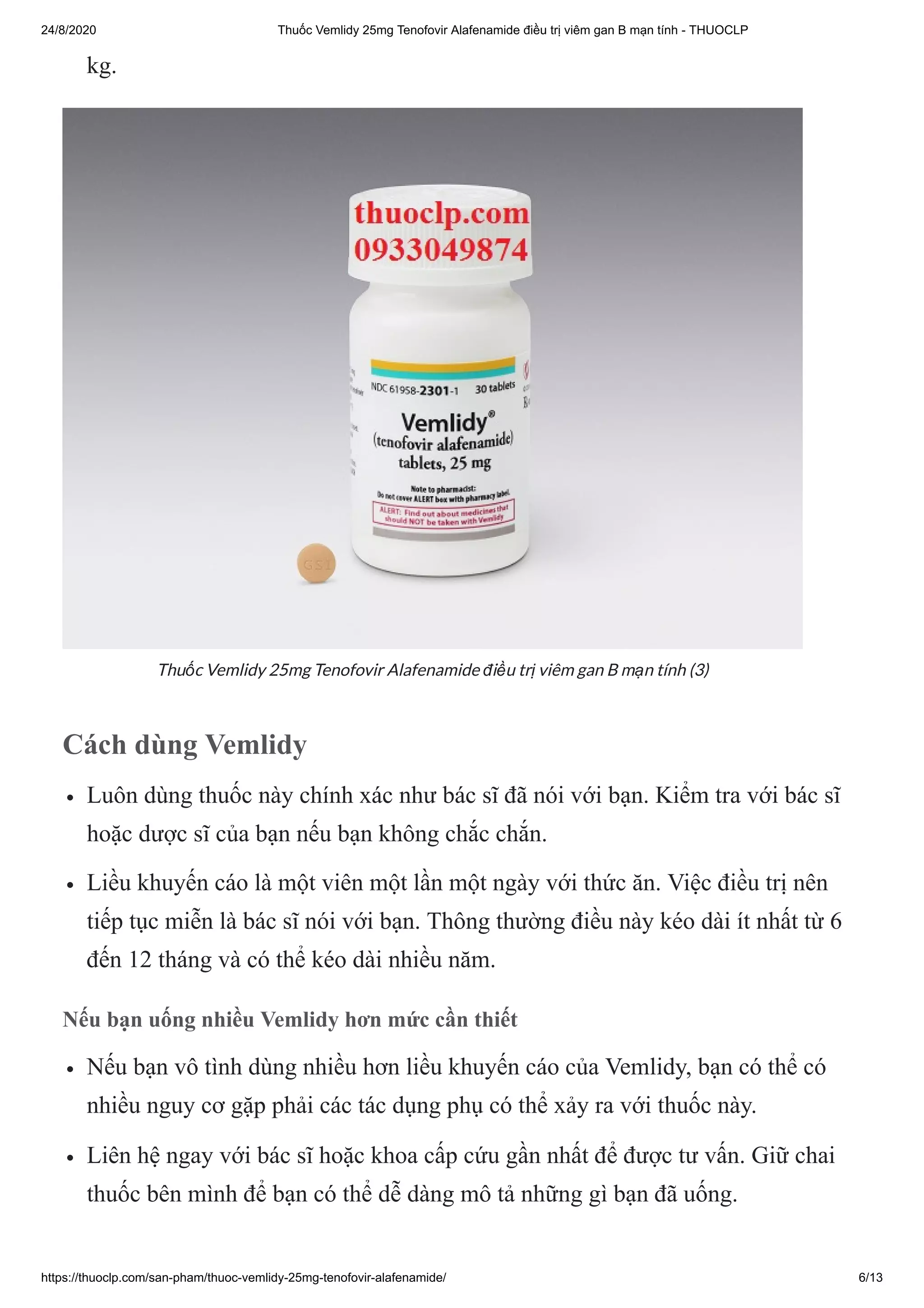 Thuoc vemlidy 25mg tenofovir alafenamide dieu tri viem gan b man tinh | PDF