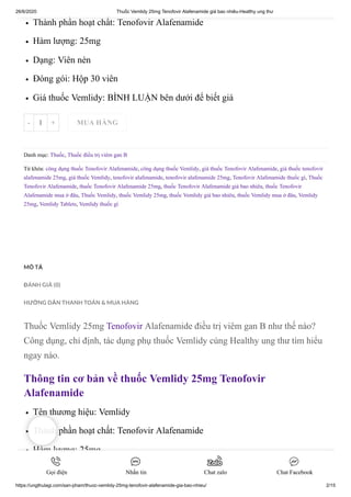 Thuoc vemlidy 25mg tenofovir alafenamide gia bao nhieu | PDF