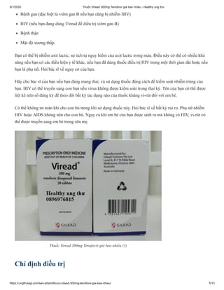 Thuoc viread 300mg tenofovir gia bao nhieu healthy ung thu | PDF