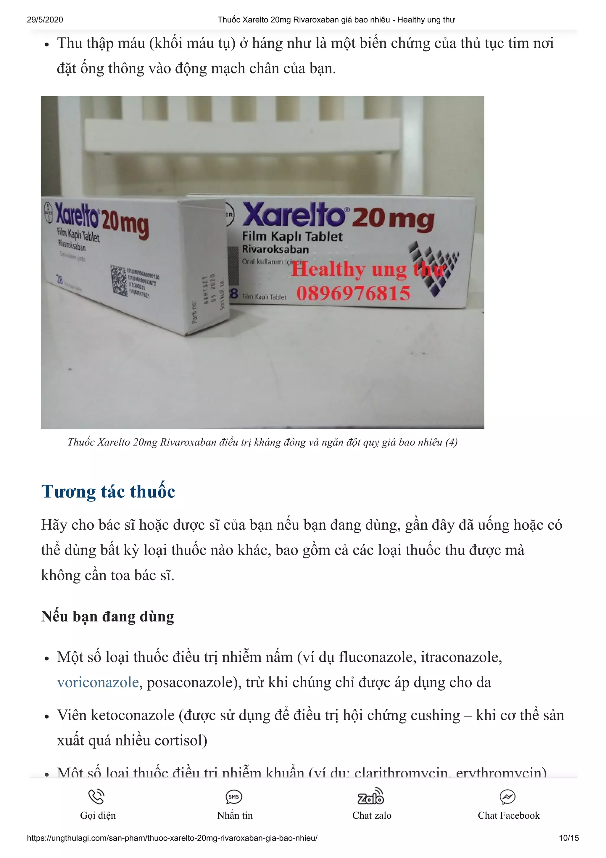 Thuoc xarelto 20mg rivaroxaban gia bao nhieu | PDF